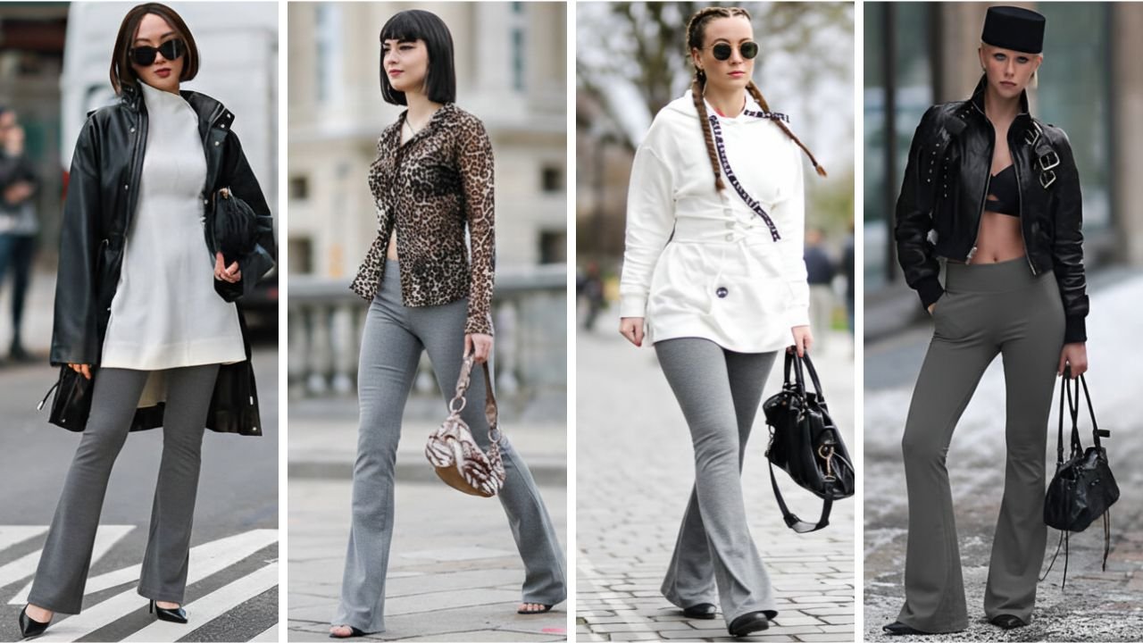 20 Chic Gray Flare Leggings Outfits: How to Style the Trendy Silhouette ...